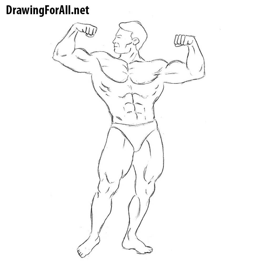 How To Draw A Bodybuilder For Beginners Drawingforall