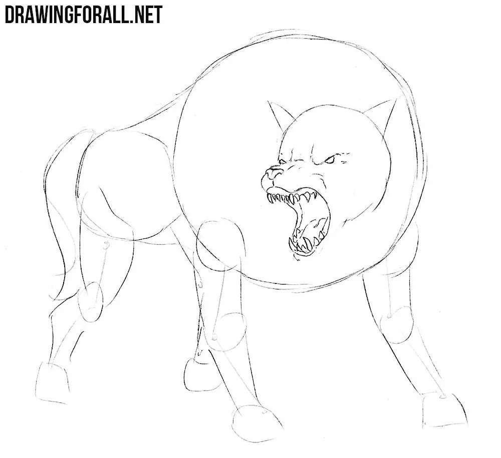 how to draw wolf legs and paws