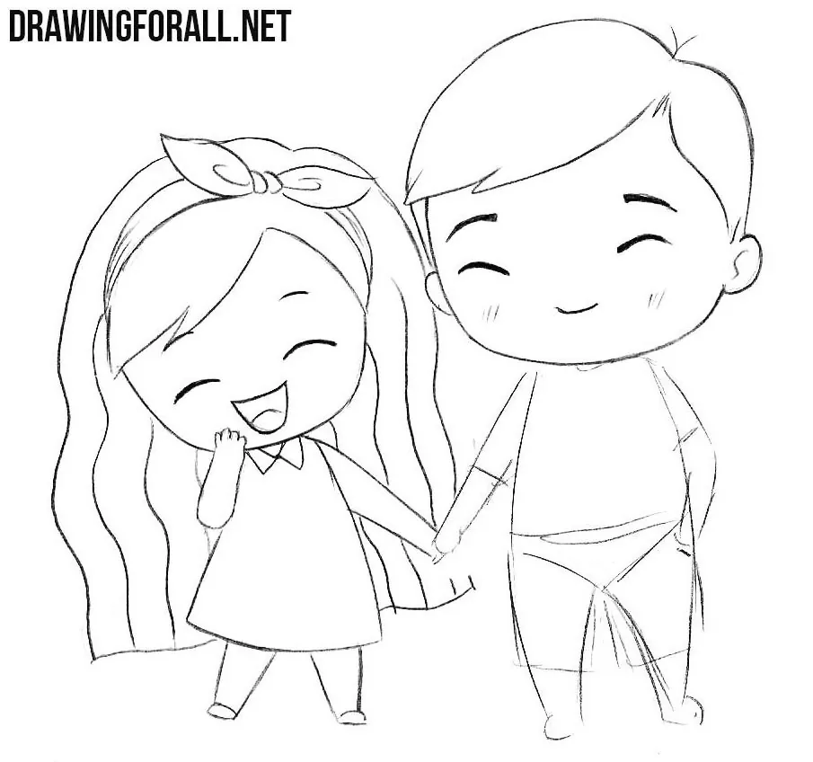 how to draw a girl and boy easy