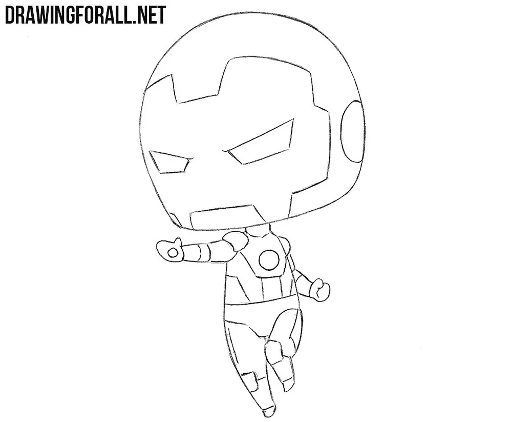 how to draw iron man in cartoon