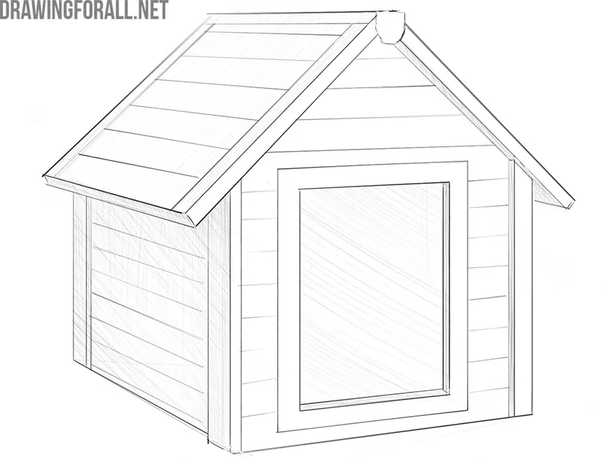 how to draw a dog in a dog house